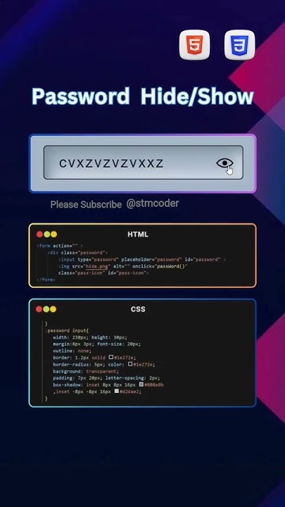 🔒 Password Show/Hide Toggle with HTML & CSS | Easy Login UI Design | STM CODER - YouTube