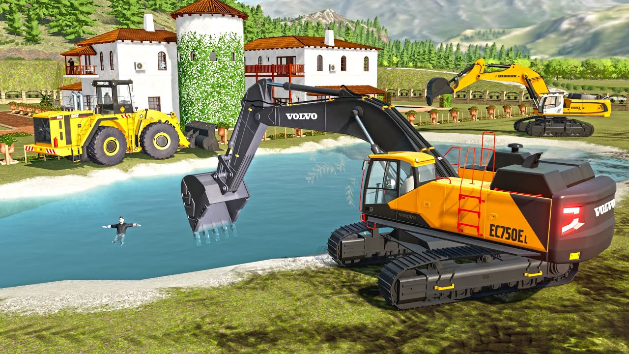 Digging swimming pool for luxury mansion | Farming Simulator 22 - YouTube