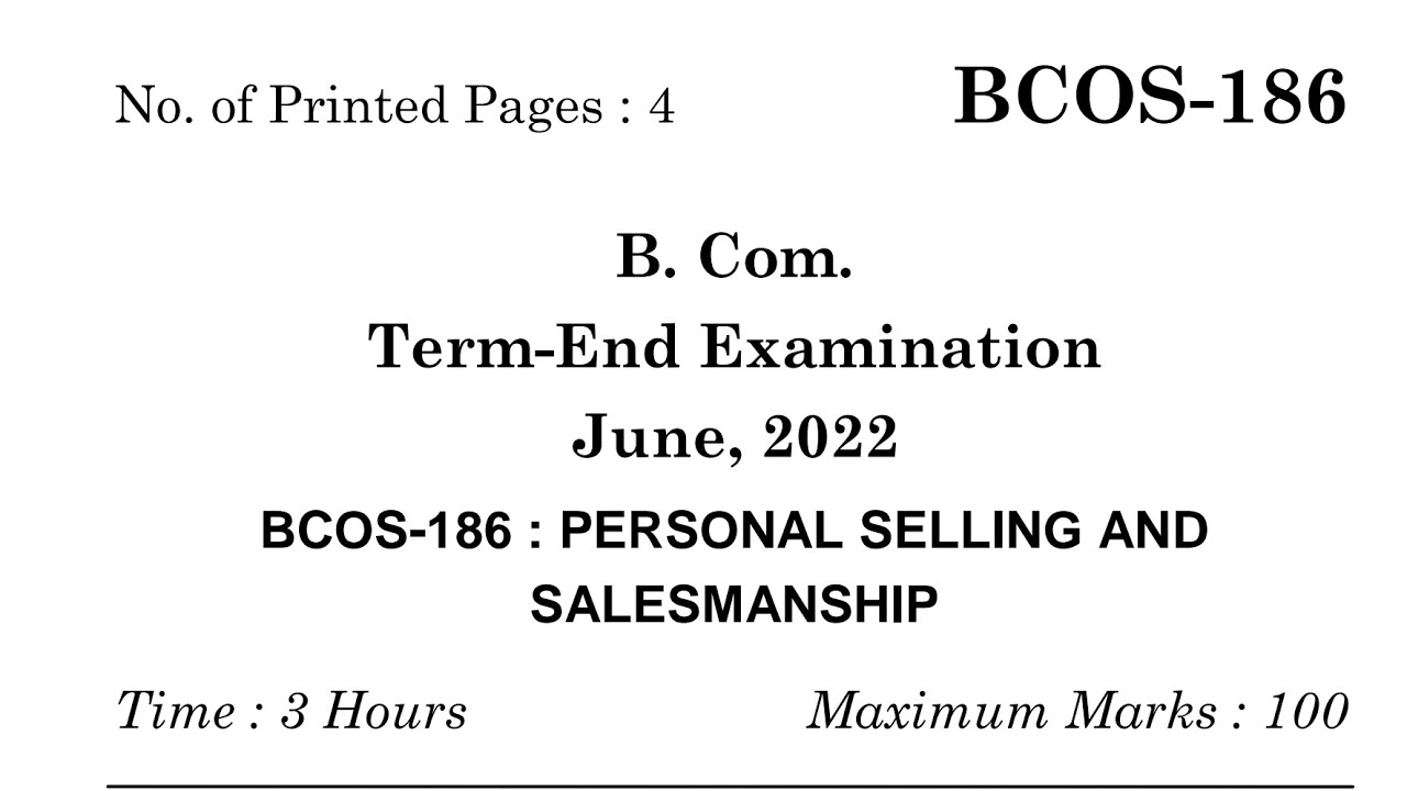 BCOS 186 important questions | BCOS 186 previous year question paper ...