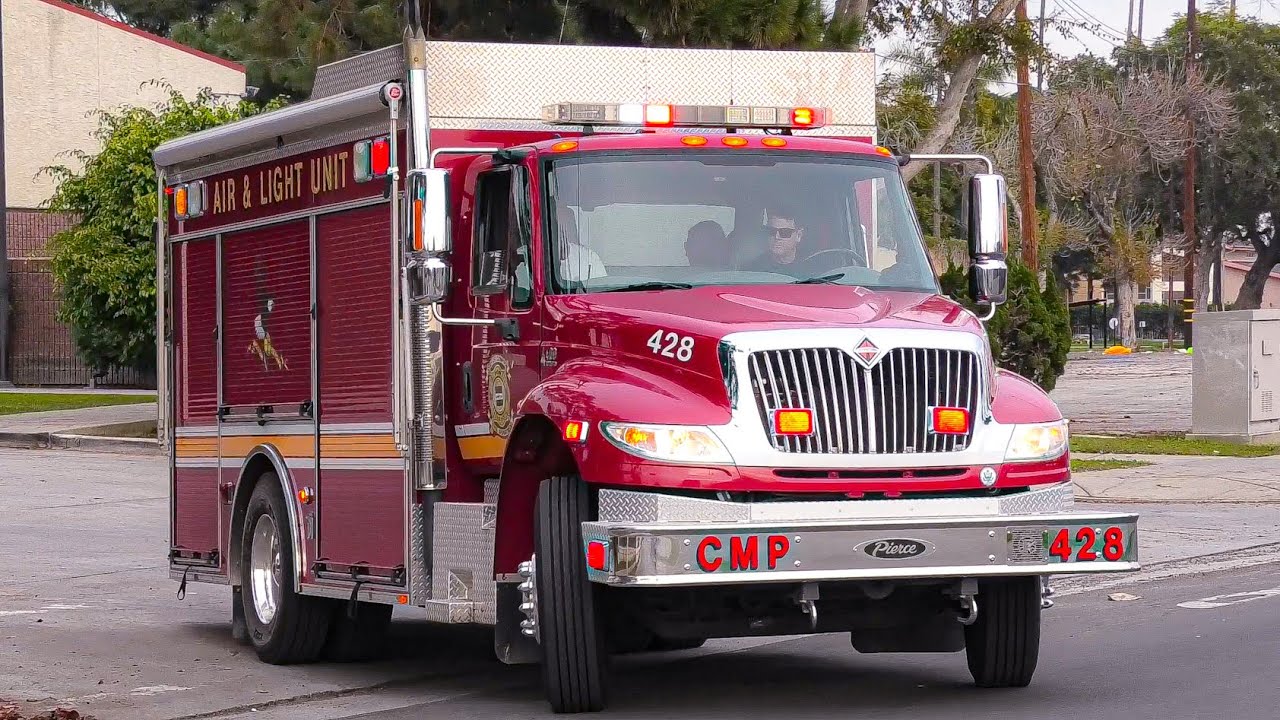 *RARE* Compton Fire Dept. Engine 43 & Air & Light Unit 428 Responding ...