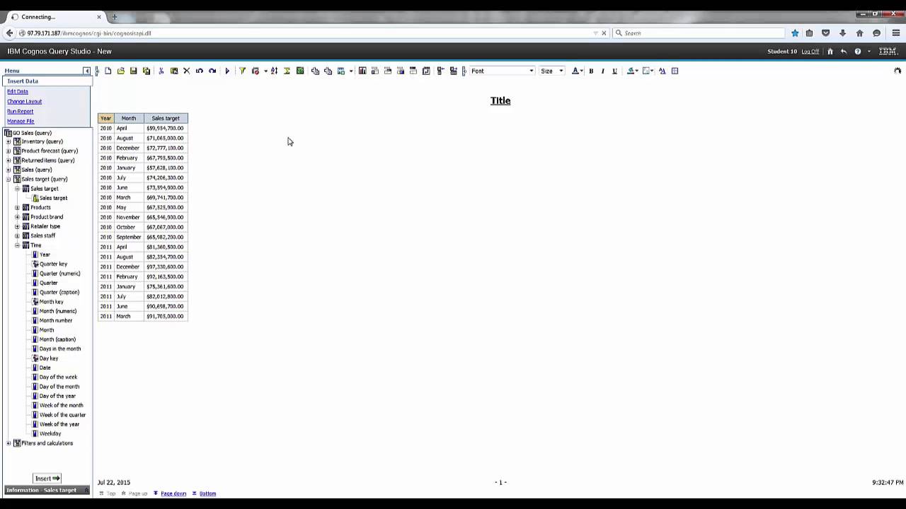 IBM Cognos Query Studio Training - Sectioning Demo 3-3 || Cresco ...