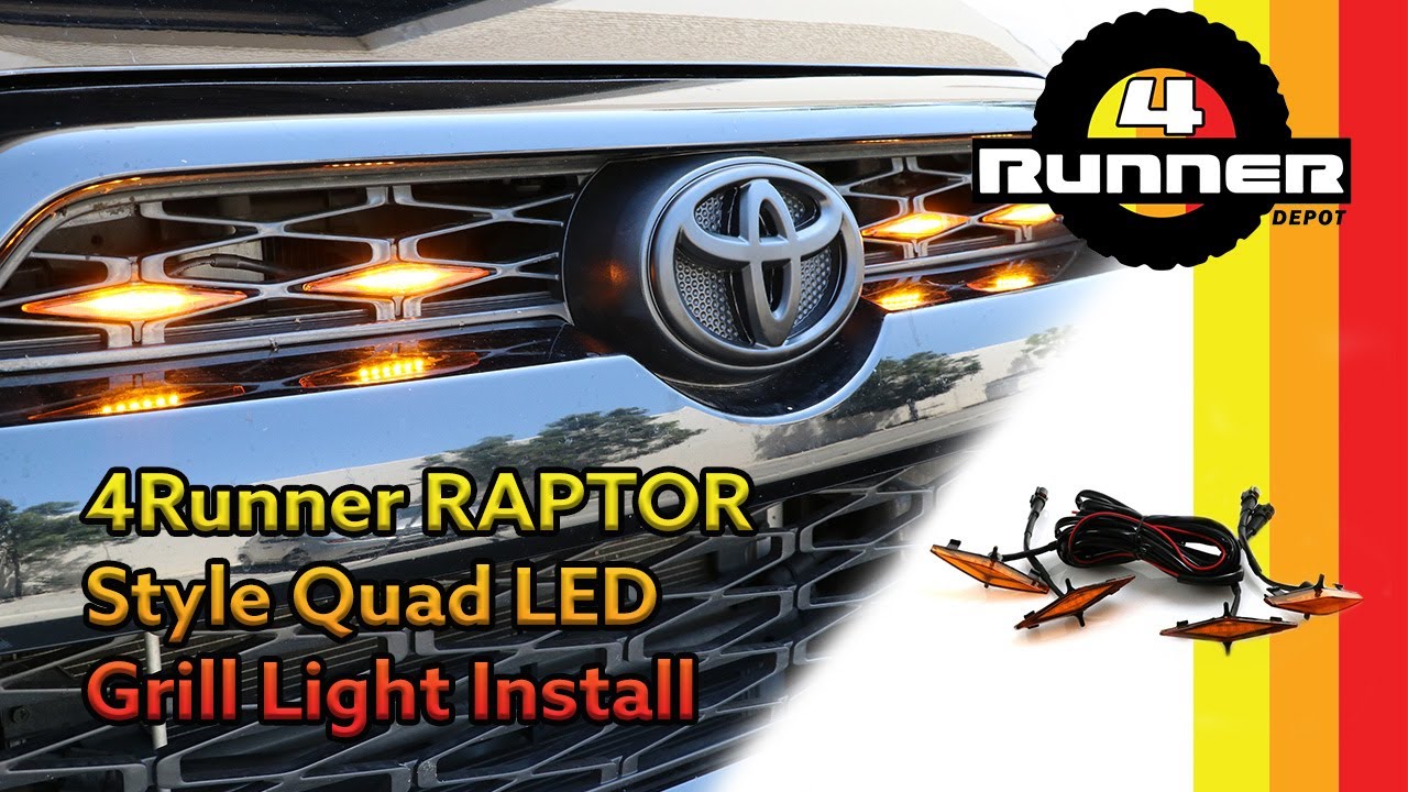 Toyota 4Runner DRL Wire + Snap On 4pcs Wide Raptor LED Grill Lights ...