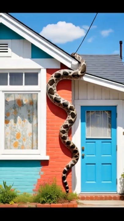 A Python is climbing onto the roof of a house #shorts #python #snake ...