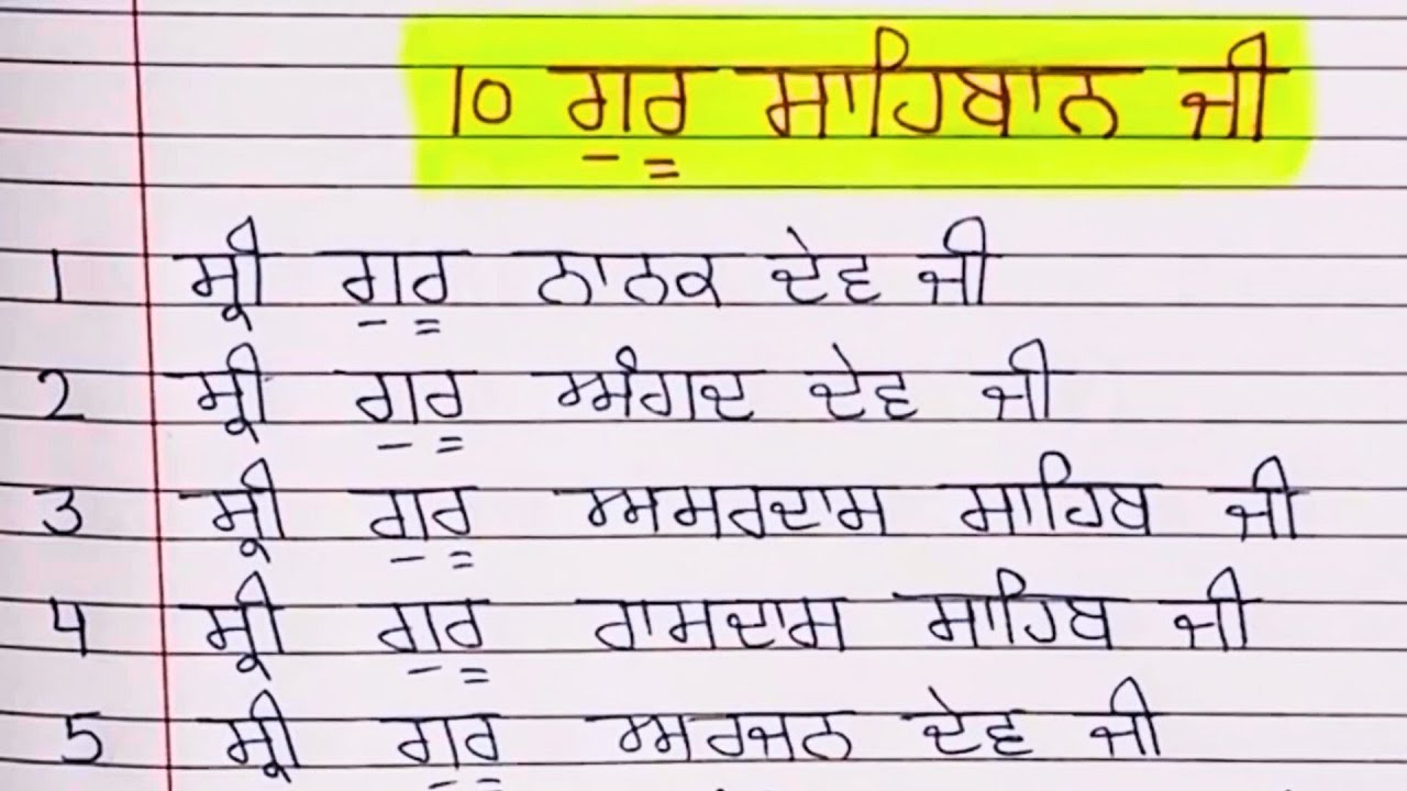 10 Sikh Guru Sahib Names | ਗੁਰੂ ਸਾਹਿਬਾਂ ਦੇ ਨਾਮ ਪੰਜਾਬੀ ਵਿੱਚ | Learn ...