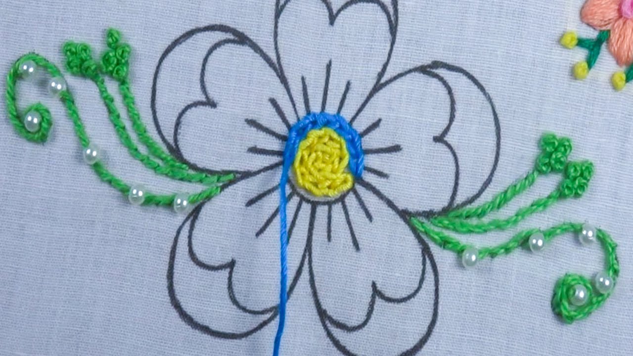 hand embroidery pearl and thread combined amazing creative needle art ...