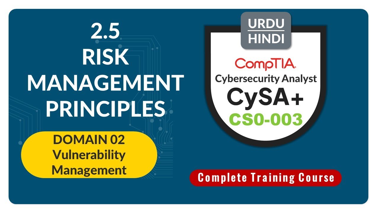 Risk Management Principles - CompTIA CySA+ (CS0-003) - 2.5 - YouTube