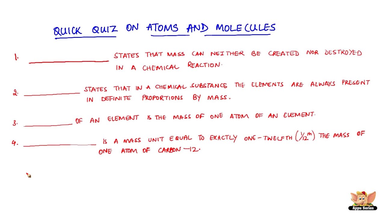 Quick Quiz on Atoms and Molecules - YouTube