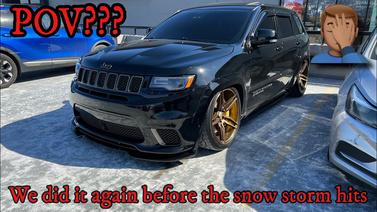 Driving my built n bagged trackhawk in the snow slipping And sliding ...