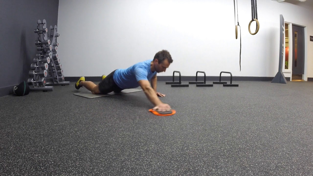 Kneeling Plank Slider Sweeps - YouTube
