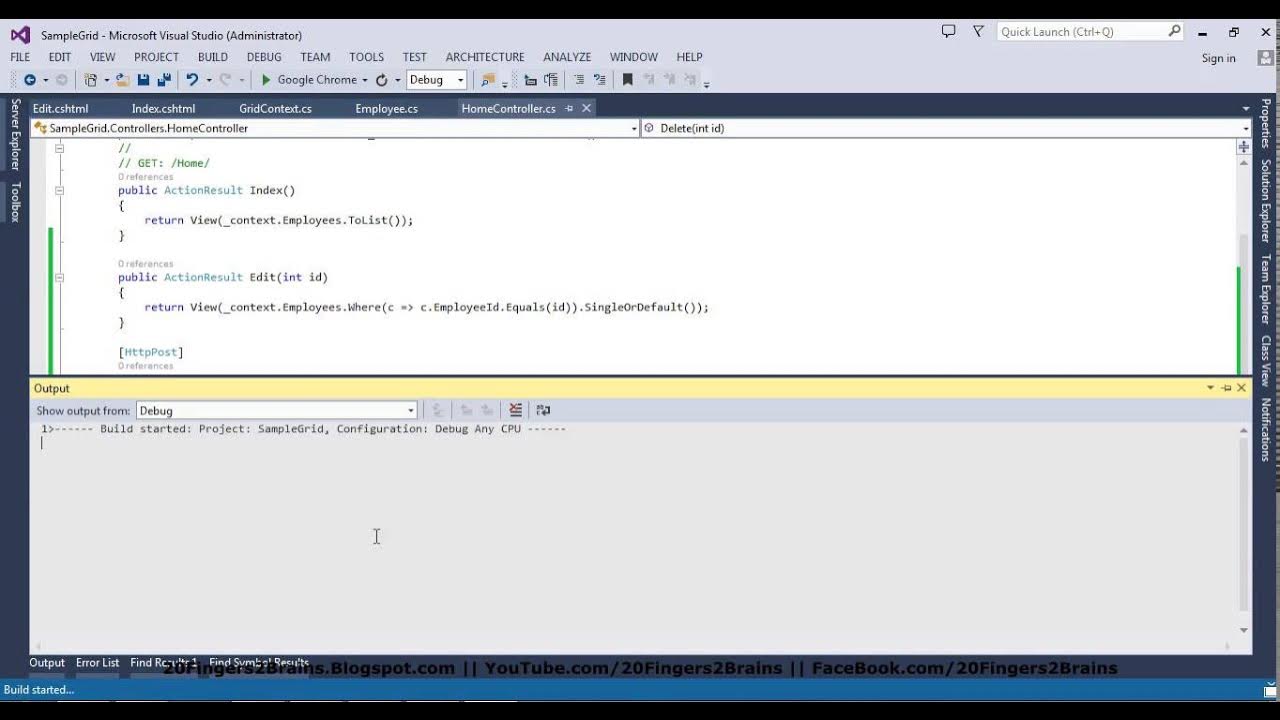 Part 2 - Add, Edit and Delete HTML Grid in MVC5 Code First Bootstrap - YouTube