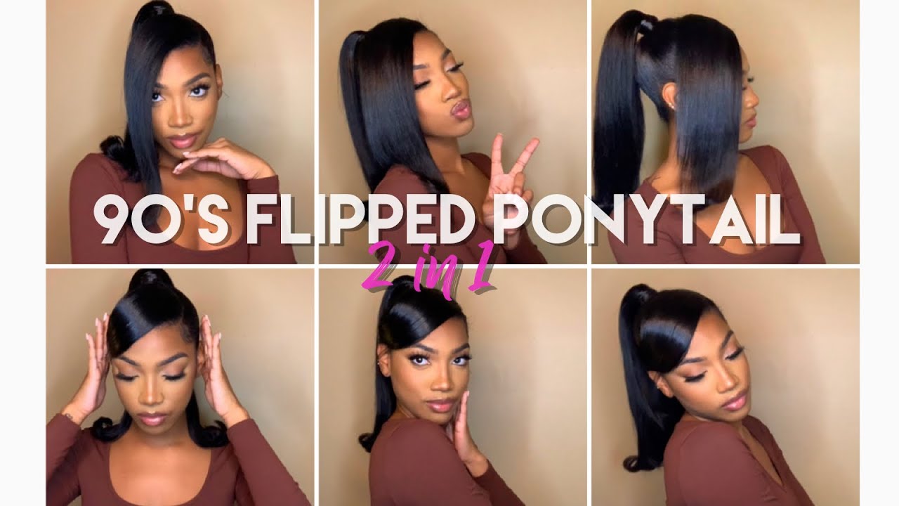 90's FLIPPED PONYTAIL W/ SWOOP | 2 IN 1 PONYTAIL - YouTube