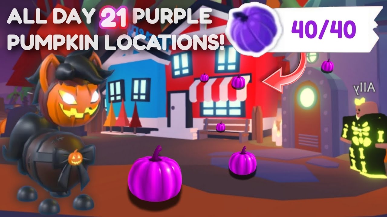 ALL 40 Purple Pumpkin Locations In Adopt Me! DAY 21 - YouTube