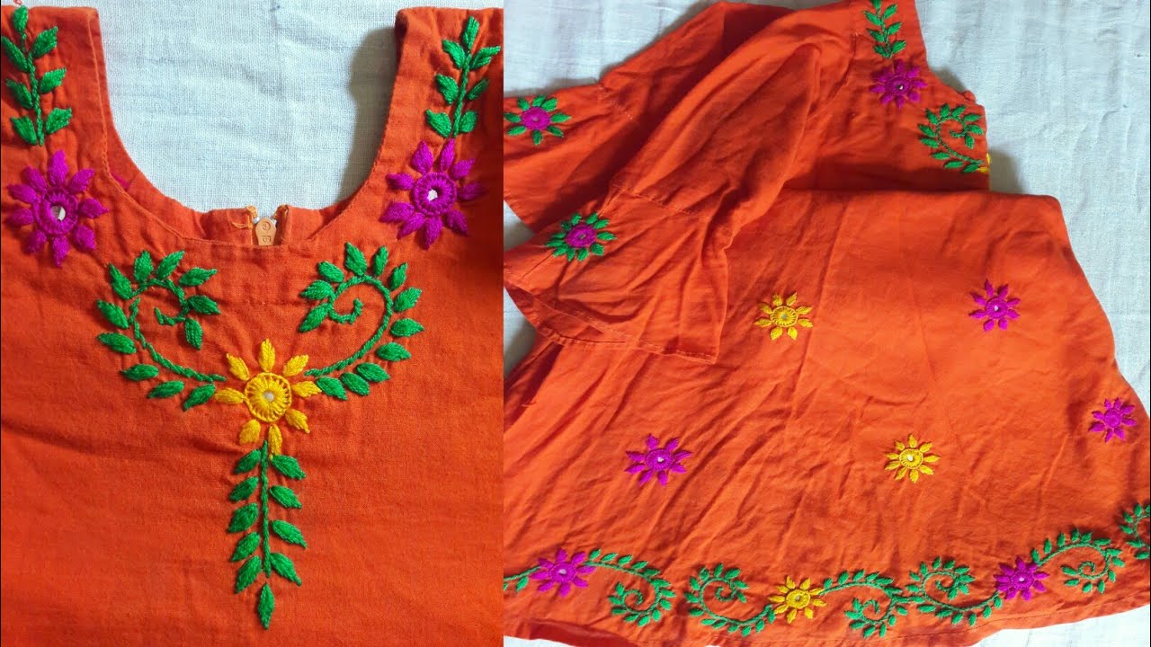 সিম্পল ফুলকারি বেবি ফ্রক ডিজাইন / hand embroidery baby dress design ...
