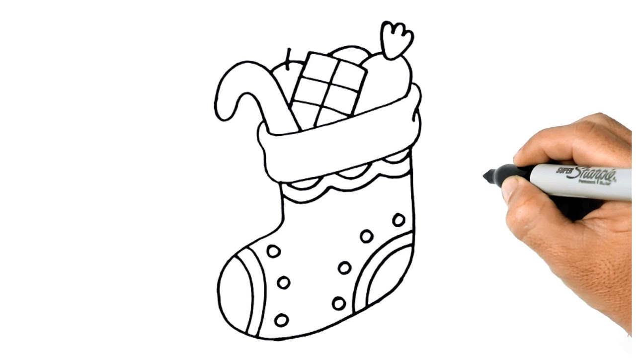How to Draw a Christmas Sock Easy and Simple - YouTube