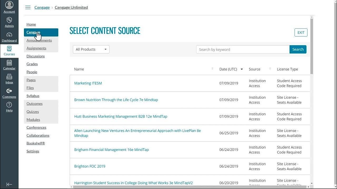 Canvas: Adding a Link to the Cengage Unlimited Student Dashboard - YouTube