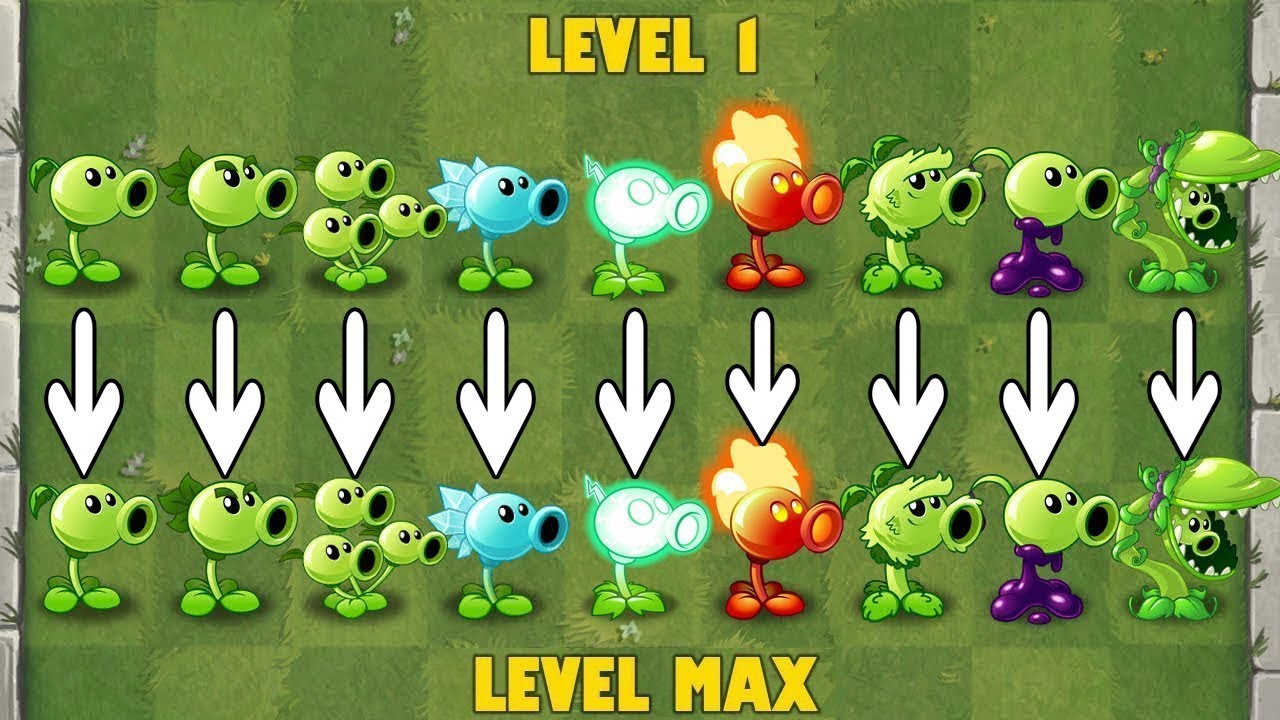 Pvz 2 Discovery - Every PEASHOOTER level 1 vs Max Level (chinese ...