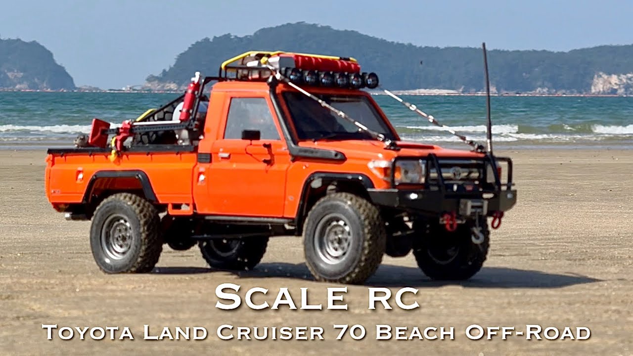 Rock crawling and beach driving in the Scale RC Toyota LC70 - YouTube