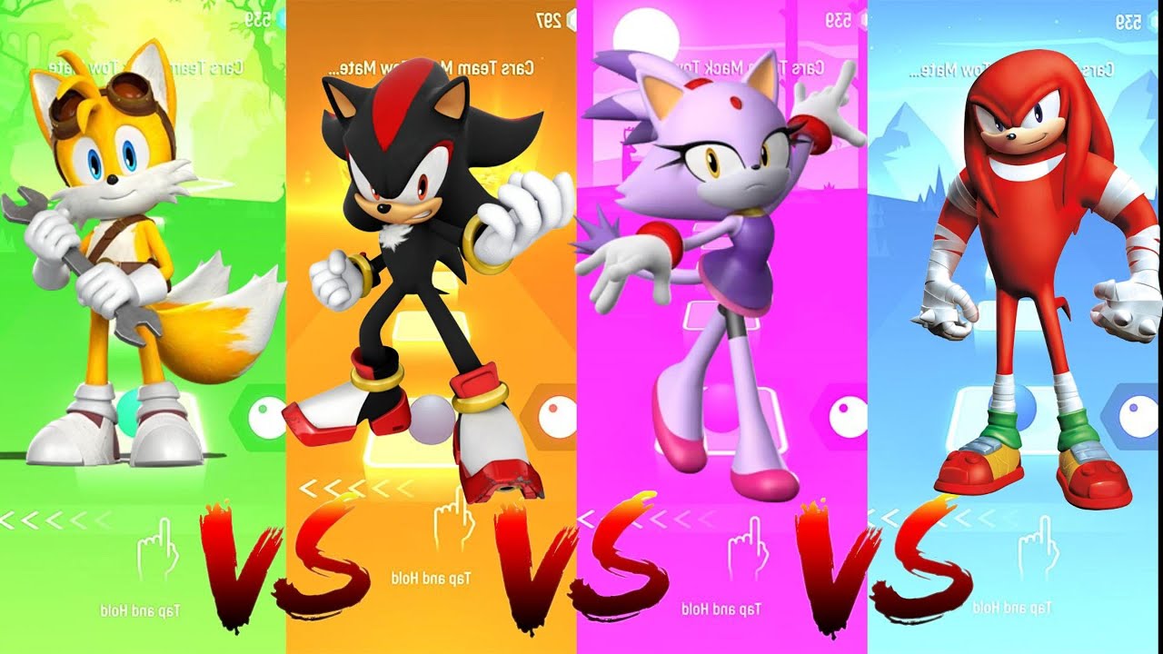 Tails vs Shadow vs Blaze the Cat vs Knuckles | Tiles Hop Edm Rush - YouTube