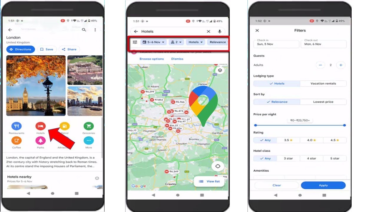 How To Find And Search Best Hotels Nearby You In Google Maps - YouTube
