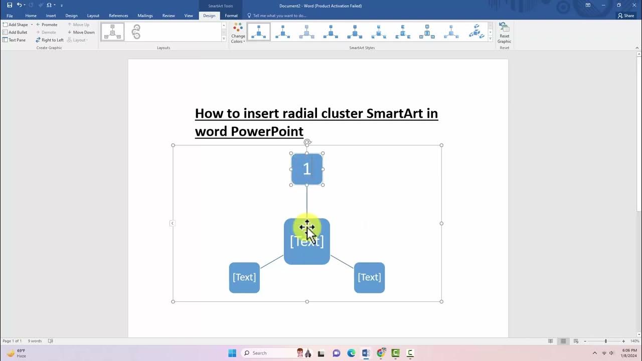 How to insert radial cluster SmartArt in word PowerPoint - YouTube