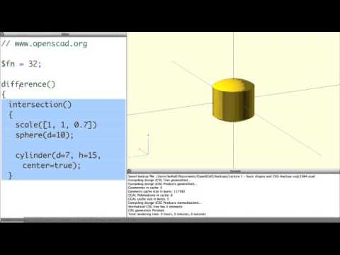Openscad Lecture 1 - basic shapes and CSG - YouTube