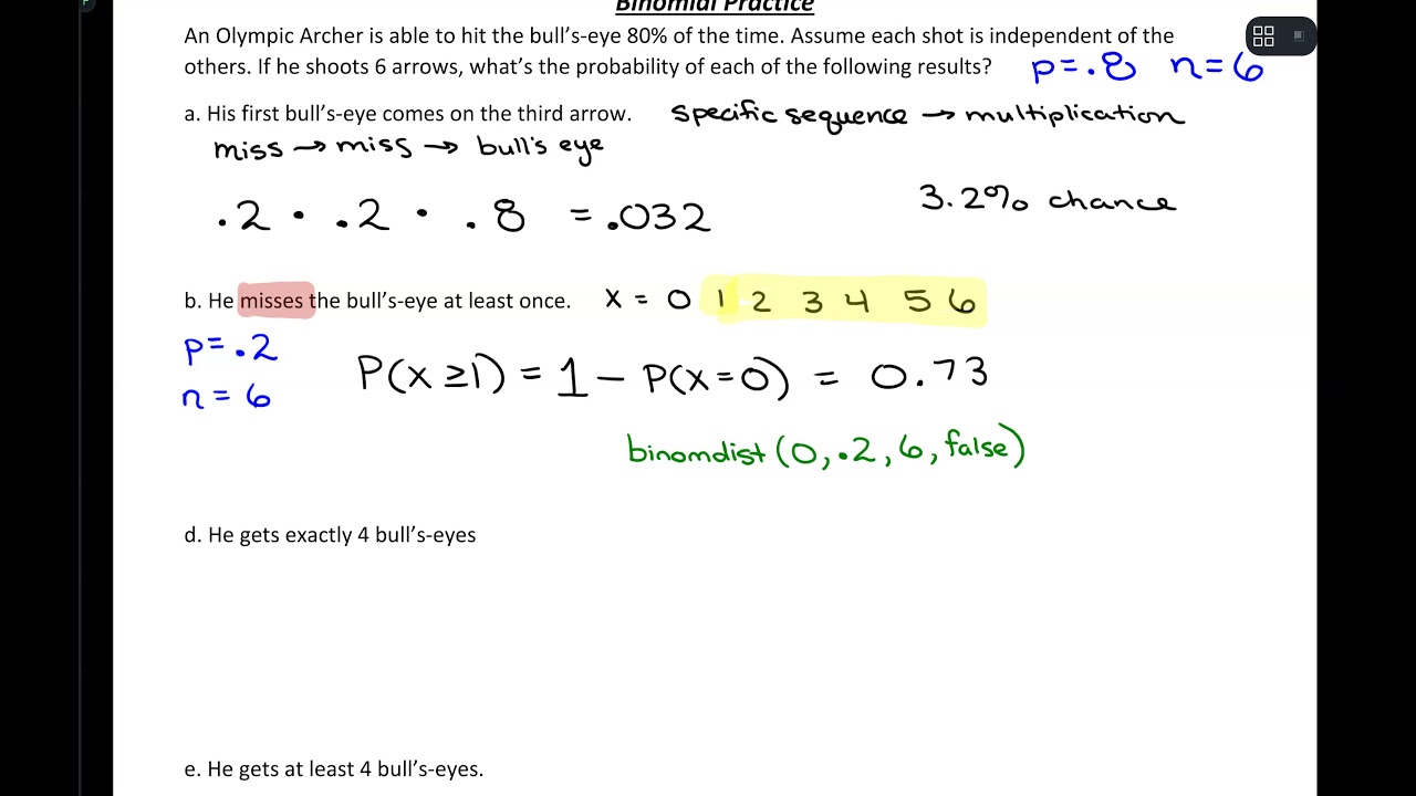 Binomial Practice with Excel - YouTube
