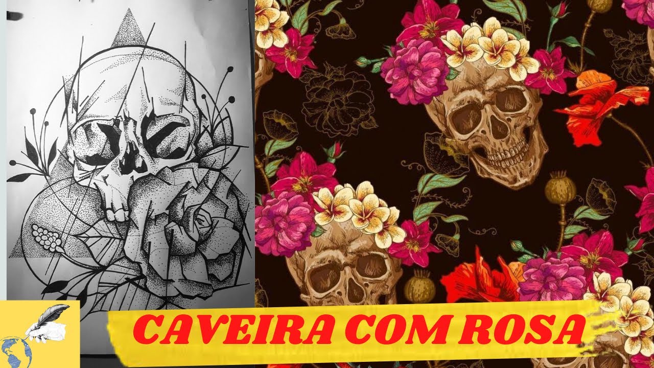 [COMO DESENHAR] UM CAVEIRA COM ROSAS DE FORMA SIMPLES E FÁCIL (PASSO A ...