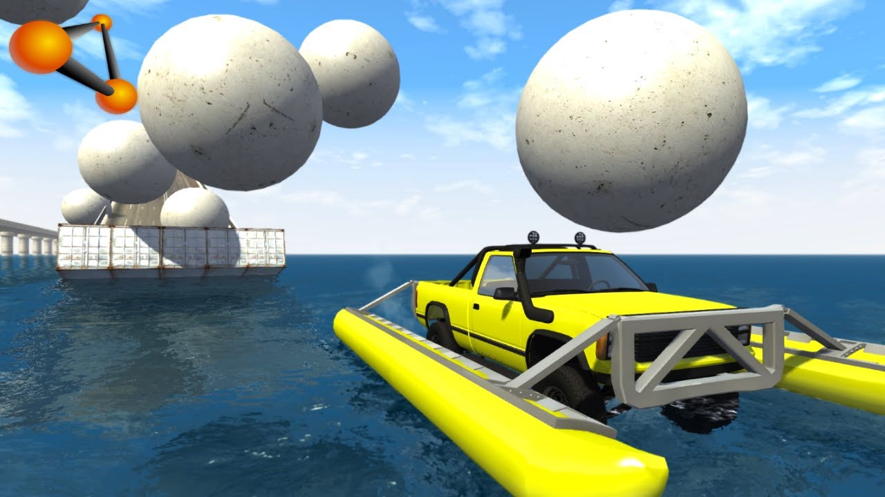 BeamNG.drive - Giant Concrete Balls Against Cars - YouTube