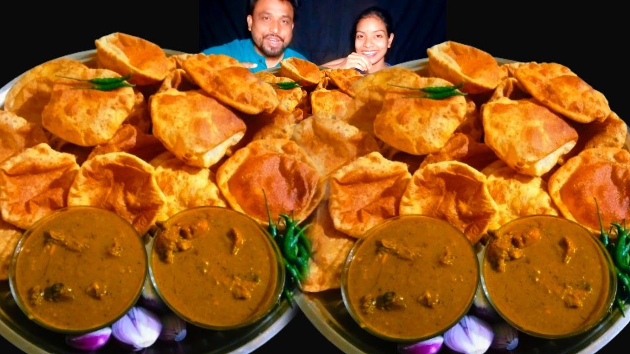 luchi and chicken curry eating challenge | puri with chicken curry ...
