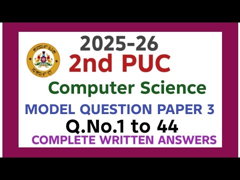2nd PUC|Computer Science model question paper 3 with answers|2025-26 ...