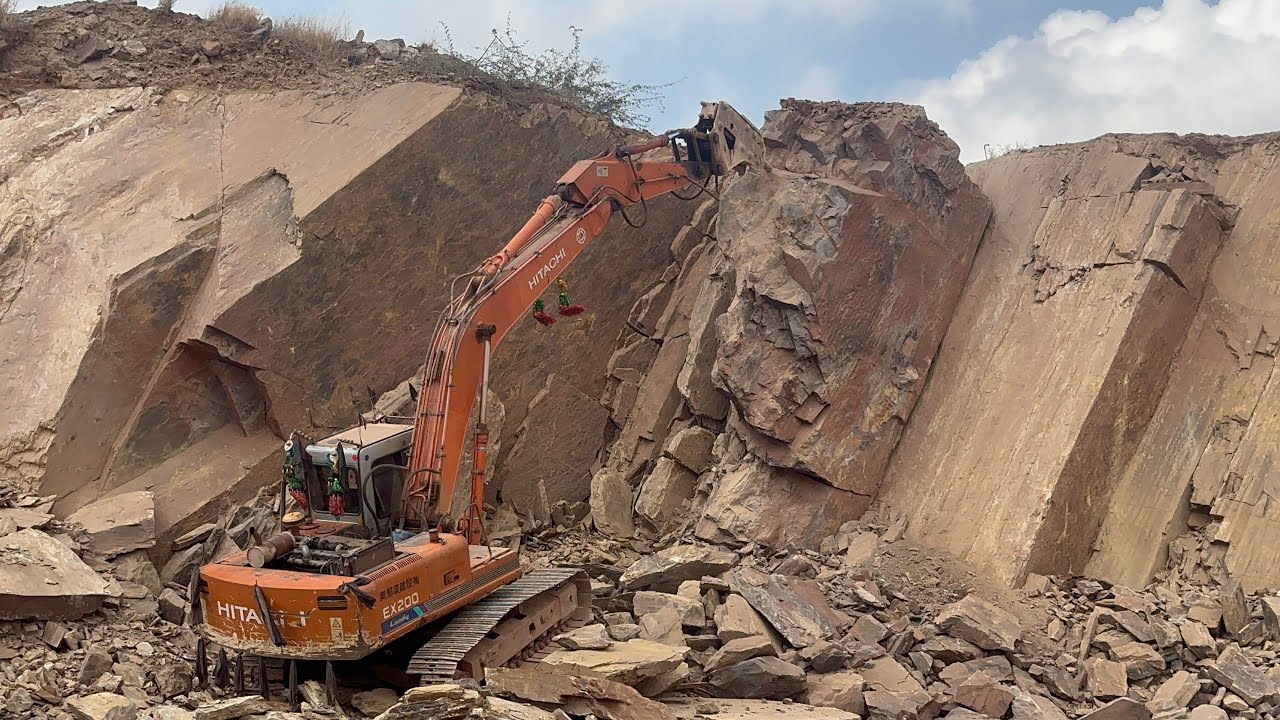“Excavator Breaking a Giant Straight Cliff | Extreme Power vs Dangerous ...