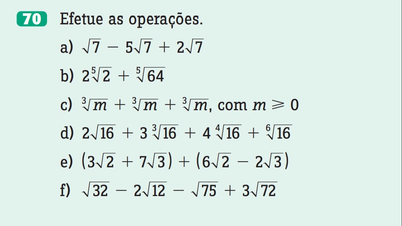Adição E Subtração De Radicais Exercícios - BRAINCP