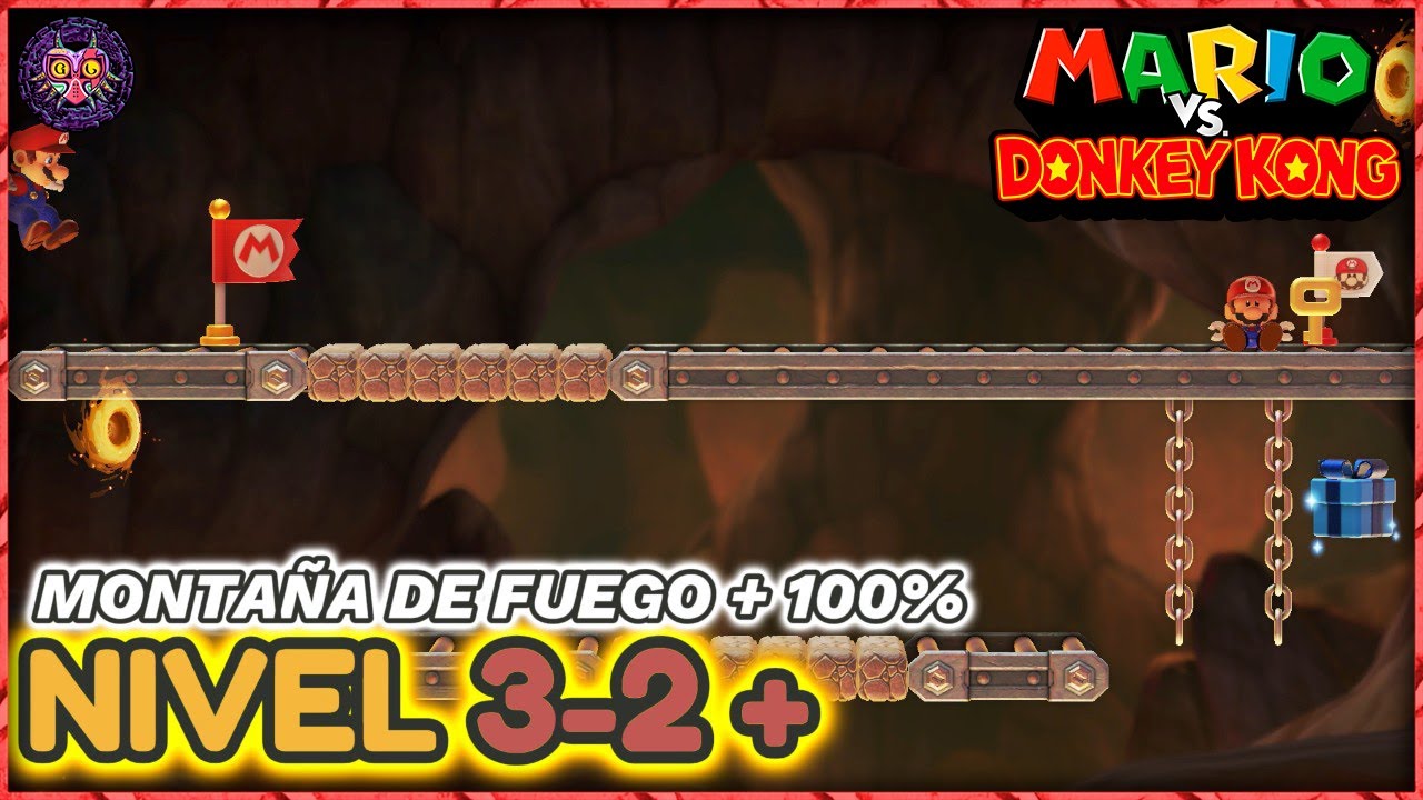 Mario Vs Donkey Kong | Nivel 3-2+ 100% | Montaña de Fuego+ | Walktrough ...