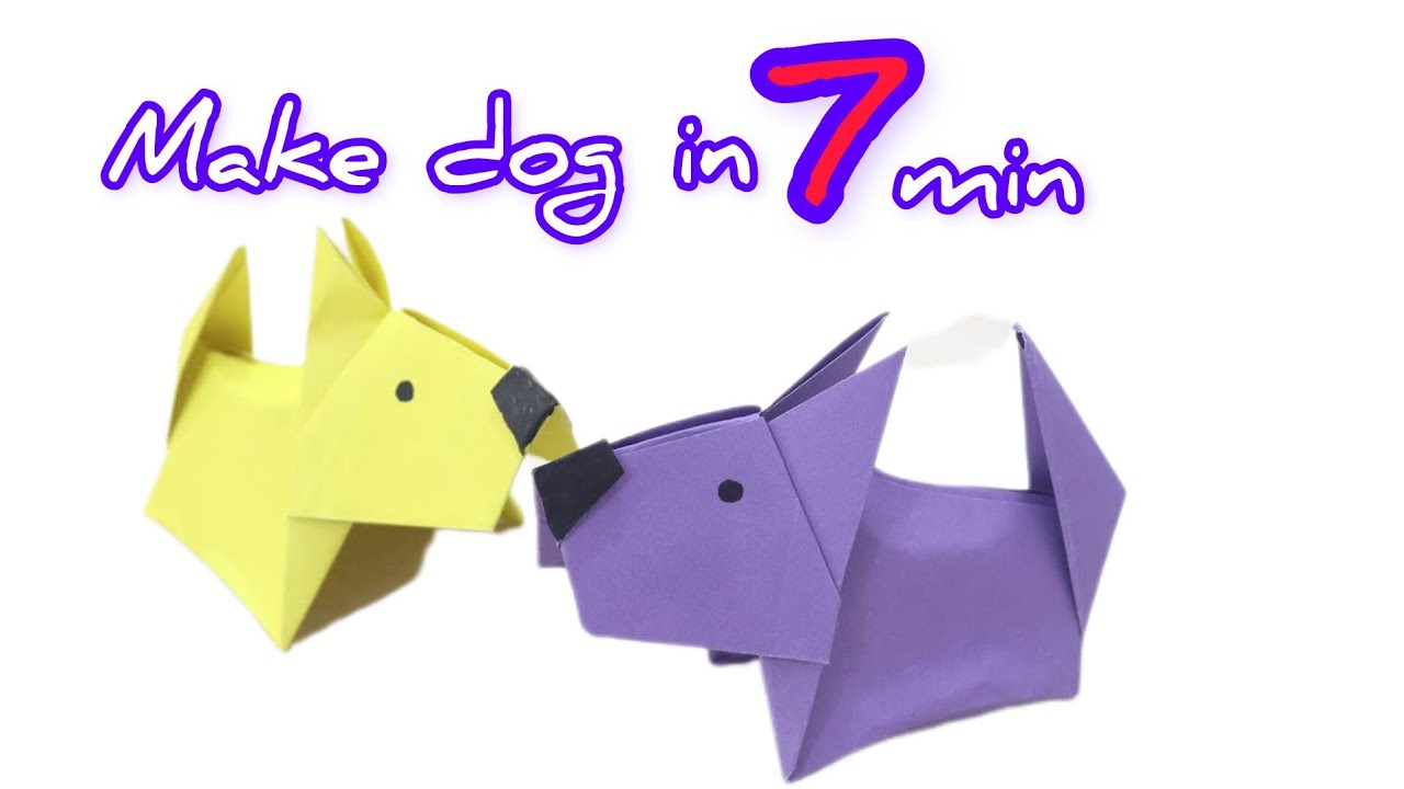 How To Make Paper Dog In 7 Min only/ Origami Dog - YouTube