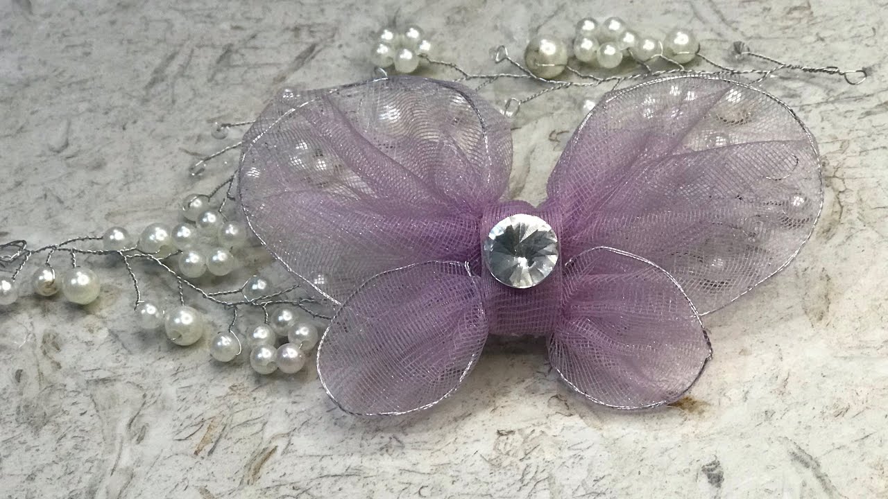 Easy DIY Butterfly Hair Clips with Net fabric How to make Butterfly ...