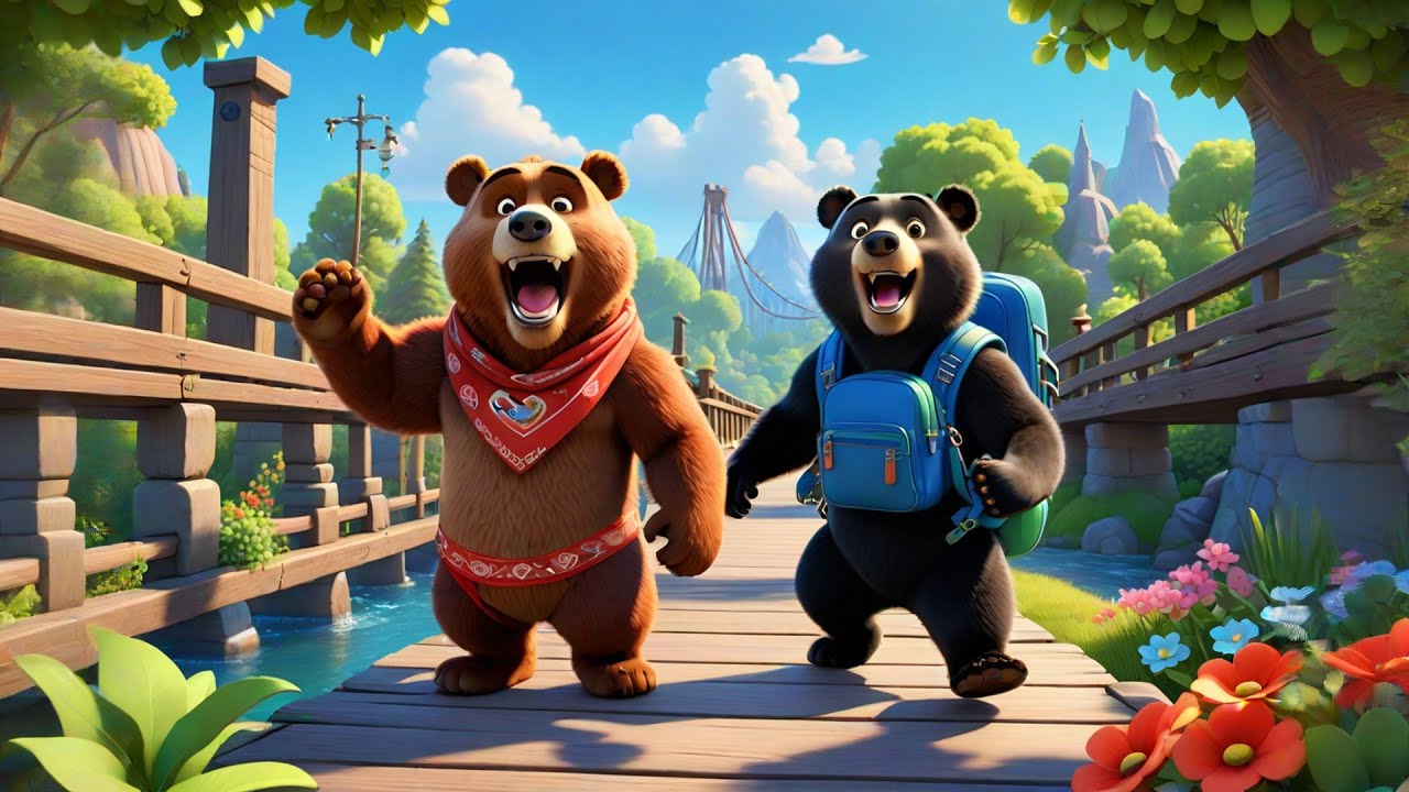 Four Brave Bears Cross a Bridge | Adventure Counting Song for Kids ...