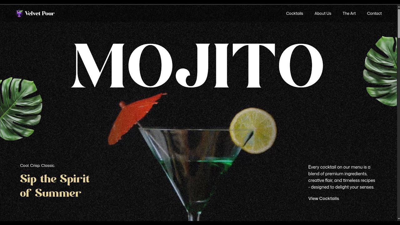 Interactive Mojito Cocktail Site | React + Tailwind + Animation - YouTube
