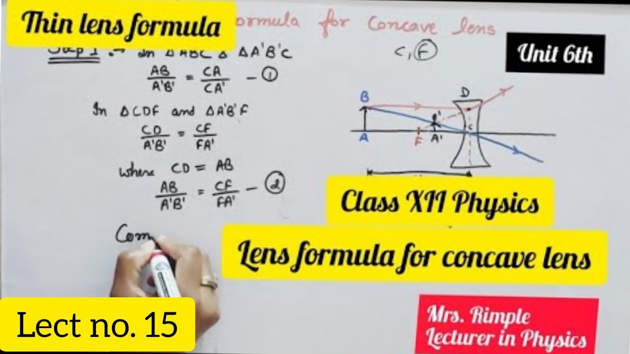 Lens formula for concave lens | Class XII Physics | #physics #optics # ...