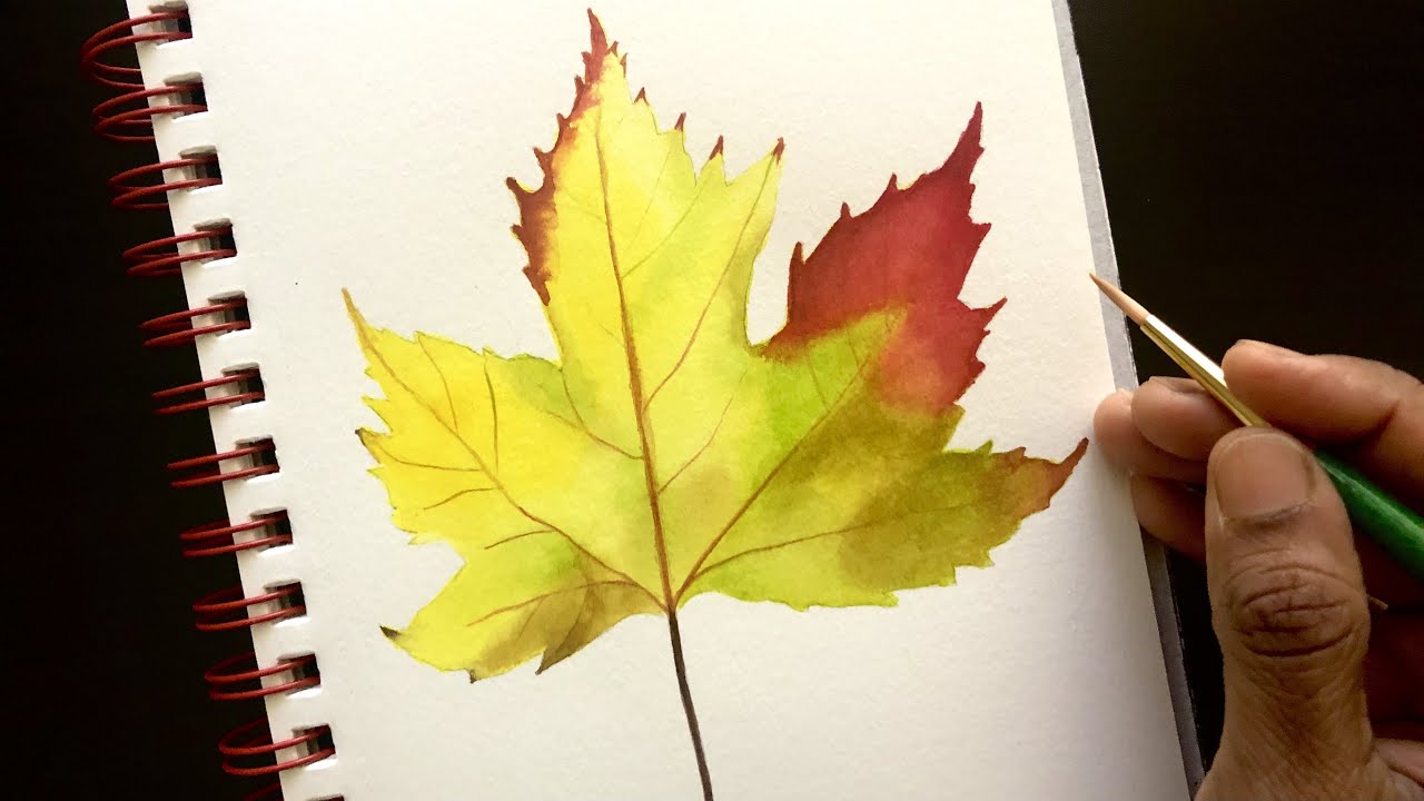 How To Paint A Realistic Fall Leaf Watercolors | Step By Step ...