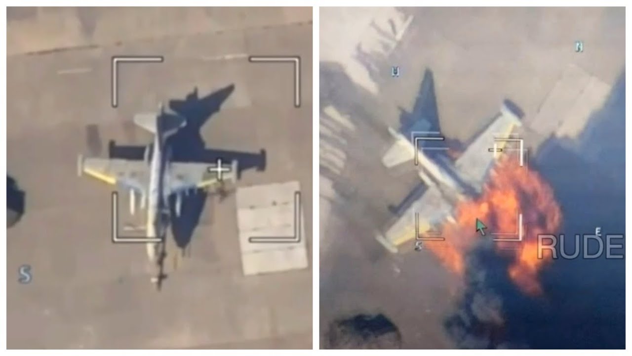 Russian Lancet kamikaze UAV obliterates Ukrainian Su-25 JET AIRCRAFT 80 ...