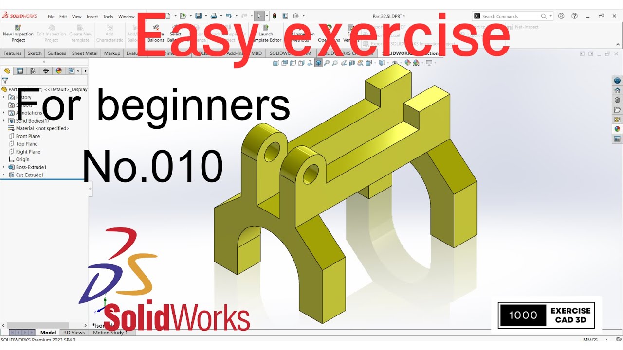 SolidWorks easy exercise for beginners No.010 / การใช้งาน SolidWorks ...