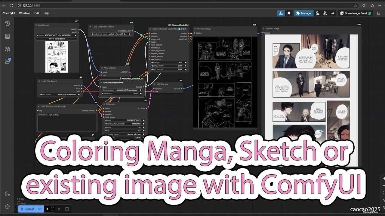 Coloring and Recoloring Manga, Sketch or existing image with ComfyUI ...