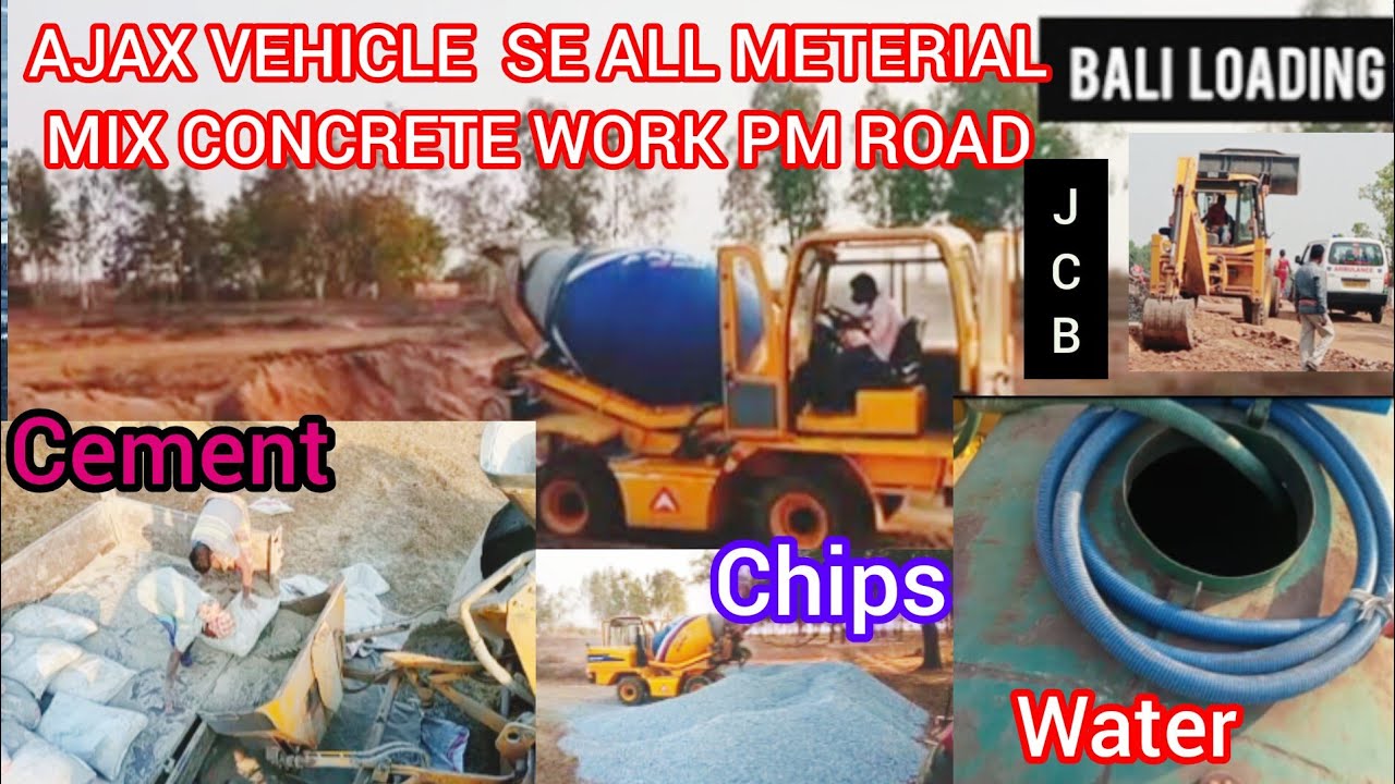 Ajax machine all meterial mix pm road concrete work - YouTube