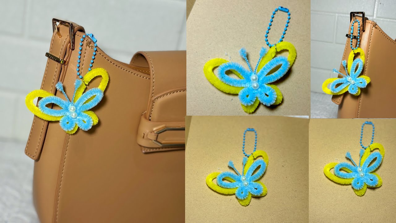 Fuzzy Wire Craft - DIY Pipe Cleaner Keychain Easy How To Make Butterfly ...
