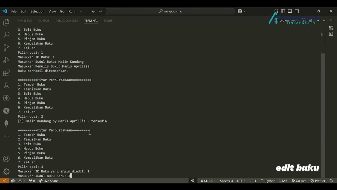 UAS PBO SISTEM MANAJEMEN PERPUSTAKAAN - YouTube