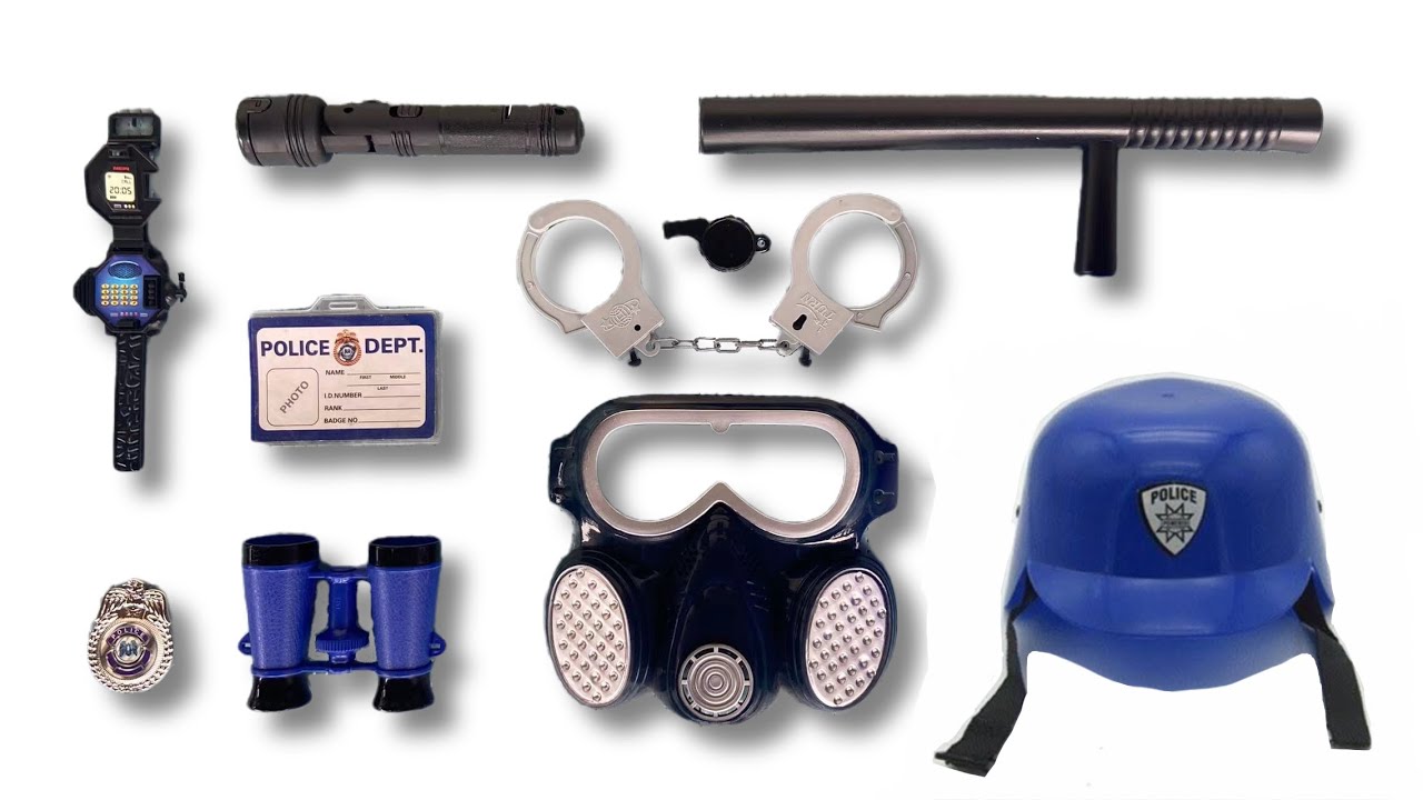 Special Police Weapons Toy set Unboxing-Police badge, Gas mask ...