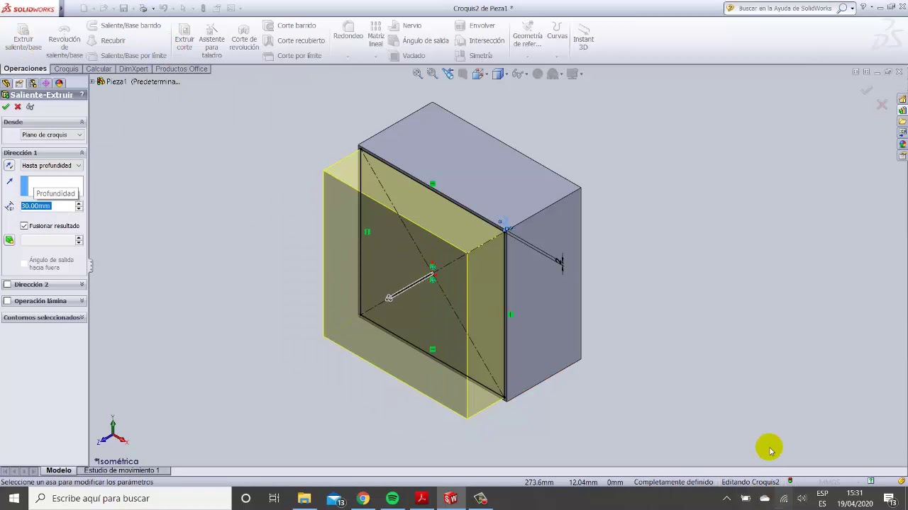 11 SOLIDWORKS Extruir corte Extrusión en lámina Vaciado 04 - YouTube