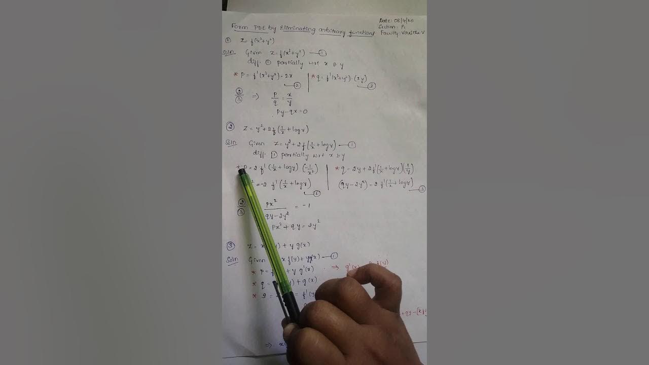 Formation of PDE by Eliminating Arbitrary Functions: VTU Engineering Mathematics - YouTube