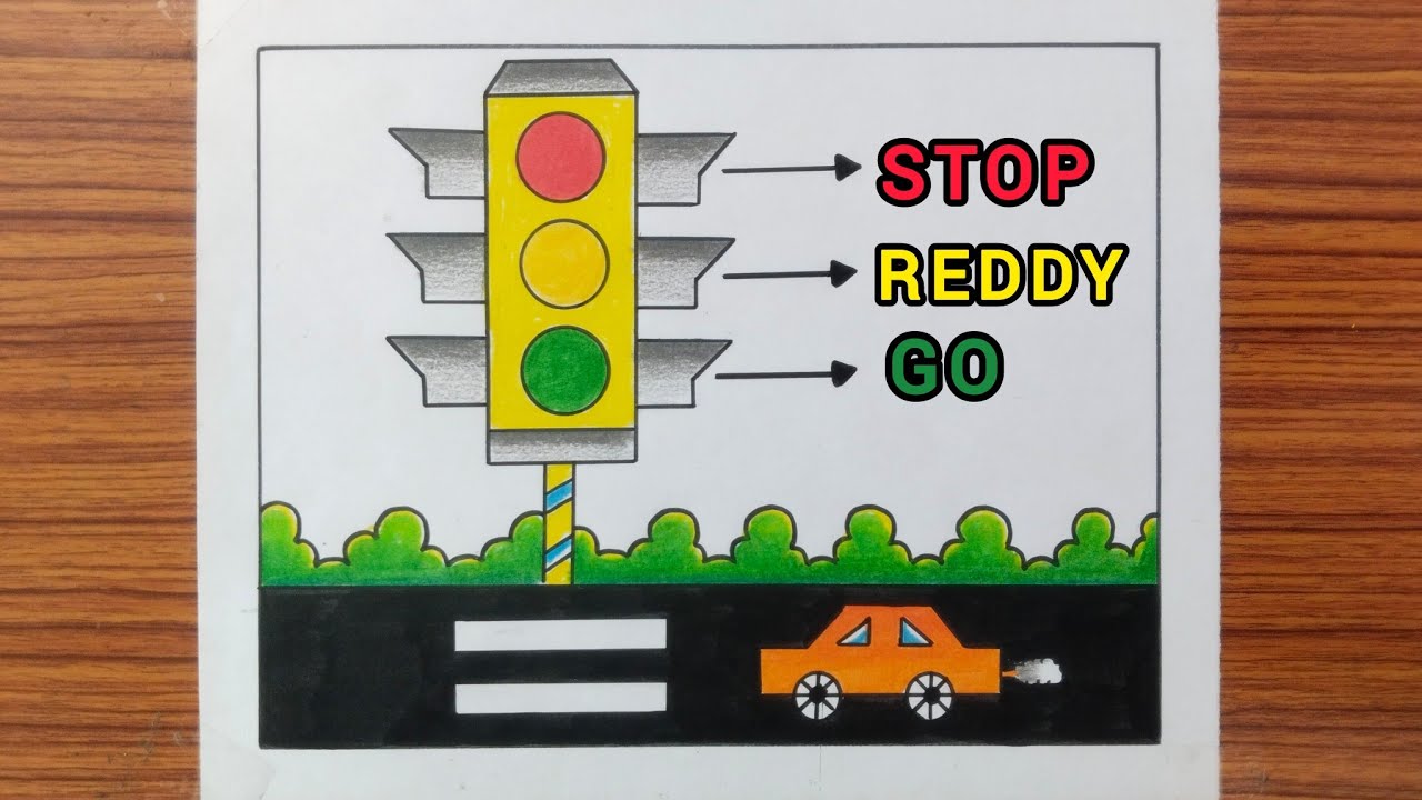 Traffic Signals Drawing / How to Draw Traffic Signals / Traffic Lights ...