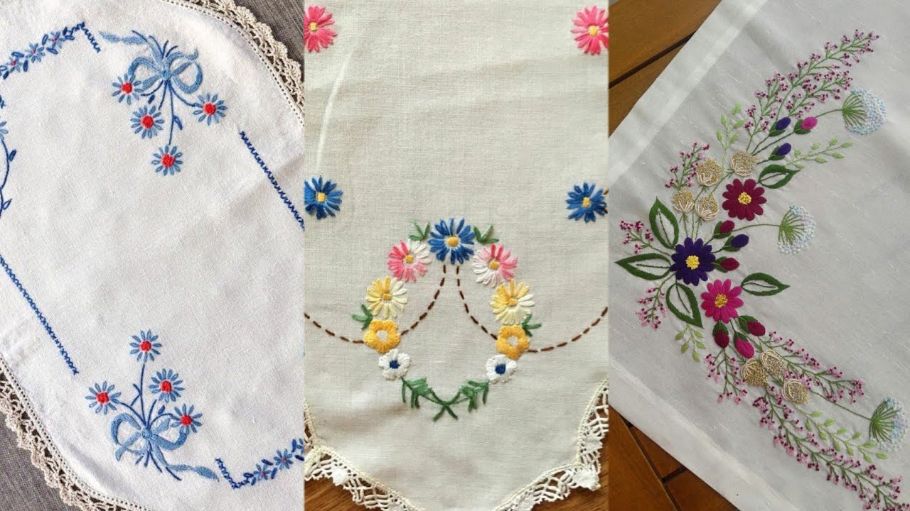 Elegant Hand Embroidery//table cloth designs - YouTube